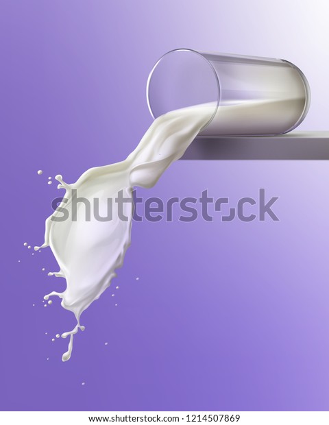 Vector Realistic Illustration Milk Pouring Out Stock Vector (Royalty ...