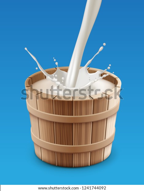 Vector Realistic Illustration Milk Pouring Splash Stock Vector (Royalty ...