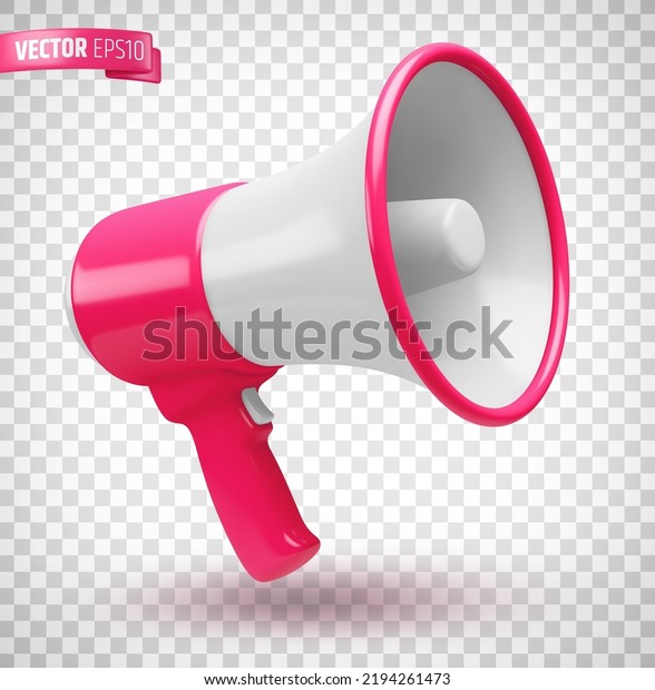 Vector Realistic Illustration Pink White Megaphone Stock Vector ...