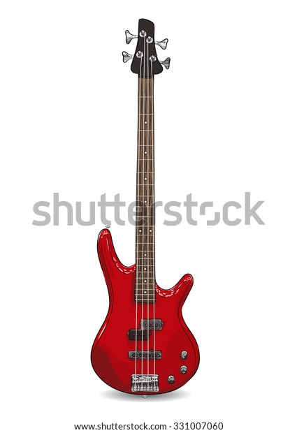 Vector Realistic Illustration Red Bass Guitar Stock Vector (Royalty ...