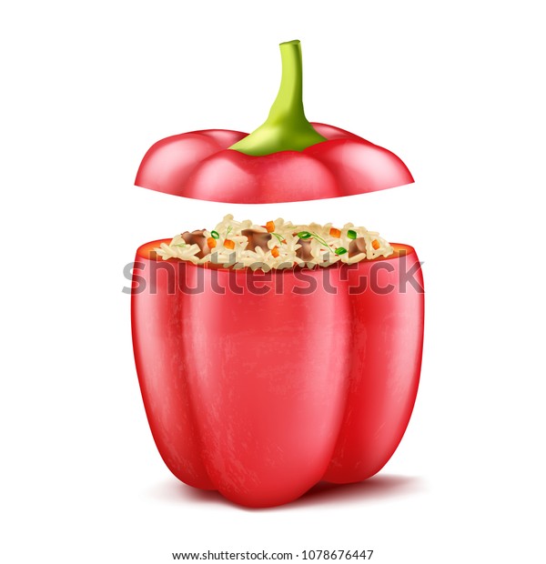 Vector Realistic Illustration Stuffed Bell Pepper Stock Vector (Royalty ...