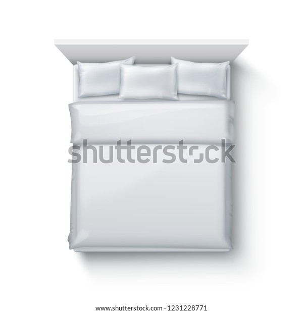 Vector Realistic Illustration White Bed Three Stock Vector (Royalty ...