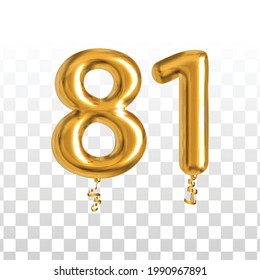 Vector Realistic Isolated Golden Balloon Number Stock Vector (Royalty ...