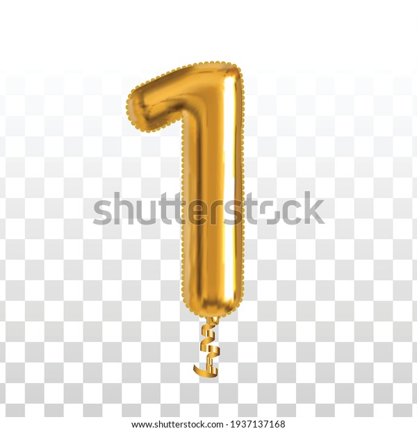 Vector Realistic Isolated Golden Balloon Number Stock Vector (Royalty ...