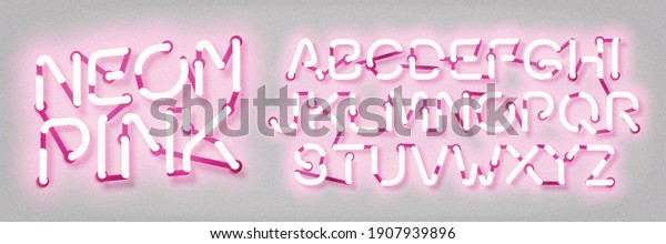 Vector Realistic Isolated Neon Pink Alphabet: เวกเตอร์สต็อก (ปลอดค่า ...