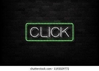 Vector Realistic Isolated Neon Sign Click Stock Vector (Royalty Free ...