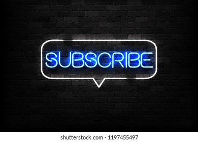 Vector Realistic Isolated Neon Sign Subscribe Stock Vector (Royalty ...