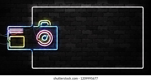 Vector Realistic Isolated Neon Sign Camera Stock Vector (Royalty Free ...
