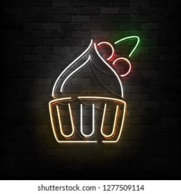 Vector Realistic Isolated Neon Sign Cake Stock Vector (Royalty Free ...