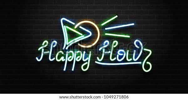Vector Realistic Isolated Neon Sign Happy Stock Vector (Royalty Free ...