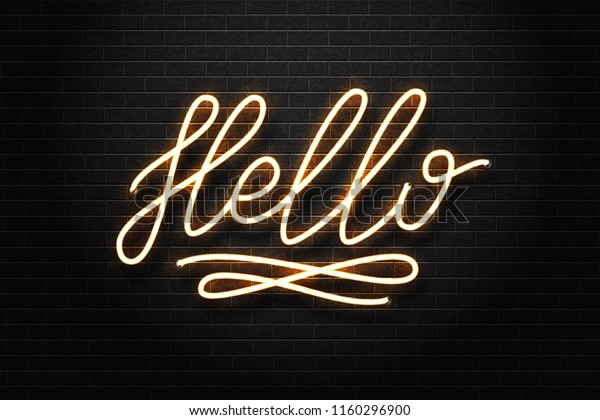 Vector Realistic Isolated Neon Sign Hello: vector de stock (libre de ...