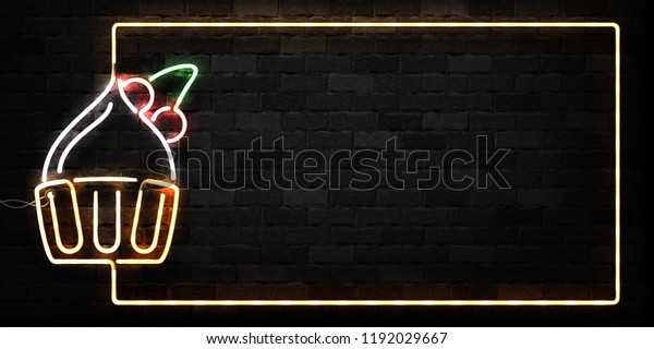 Vector Realistic Isolated Neon Sign Cake Stock Vector (Royalty Free ...