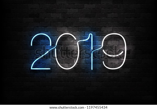 Vector Realistic Isolated Neon Sign 2019 Stock Vector (Royalty Free ...