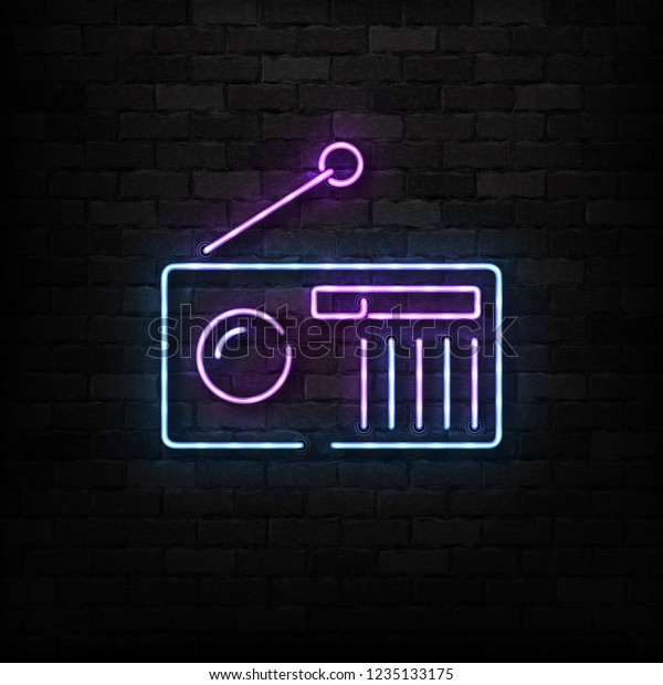 Vector Realistic Isolated Neon Sign Radio Stock Vector (Royalty Free ...