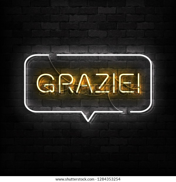 Vector Realistic Isolated Neon Sign Grazie Stock Vector (Royalty Free ...