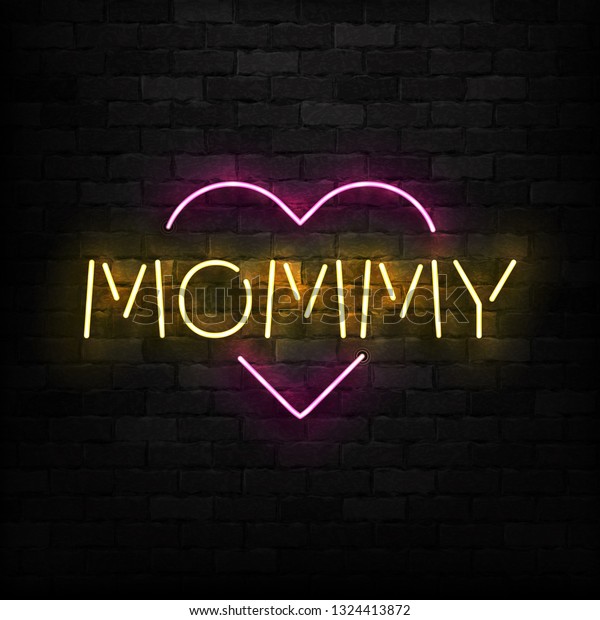 Vector Realistic Isolated Neon Sign Mothers Stock Vector (Royalty Free ...
