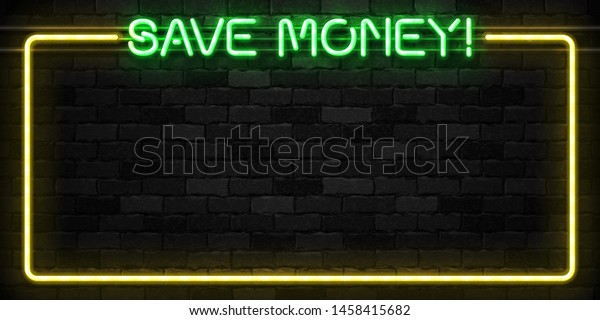 Vector Realistic Isolated Neon Sign Save Stock Vector (Royalty Free ...