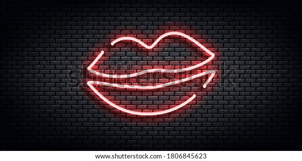 Vector Realistic Isolated Neon Sign Lips Stock Vector (Royalty Free ...