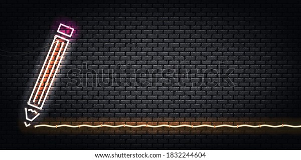 Vector Realistic Isolated Neon Sign Pencil Stock Vector (Royalty Free ...
