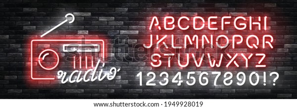 Vector Realistic Isolated Neon Sign Radio Stock Vector (Royalty Free ...