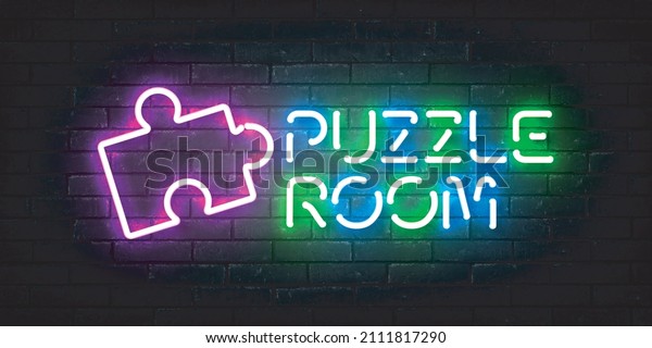 Vector Realistic Isolated Neon Sign Puzzle: เวกเตอร์สต็อก (ปลอดค่า ...