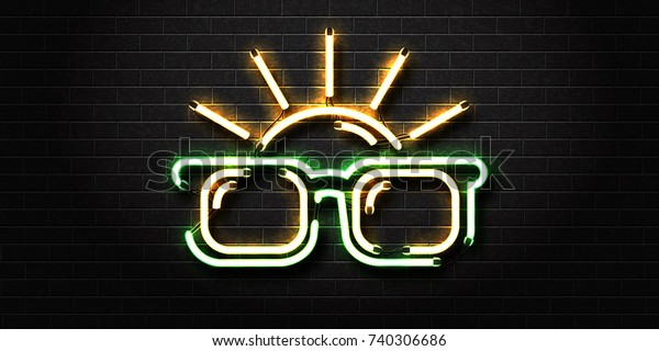 Vector Realistic Isolated Neon Sign Glasses Stock Vector (Royalty Free ...