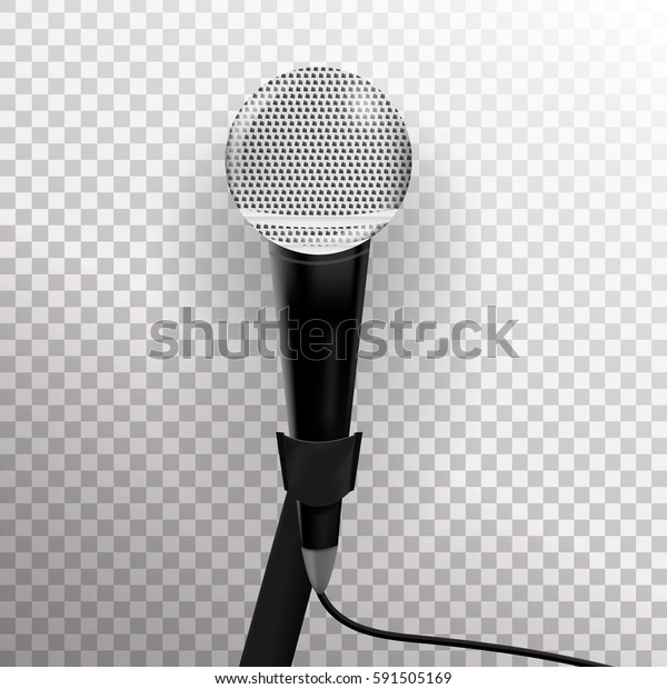 Vector Realistic Microphone On Transparent Background Stock Vector ...