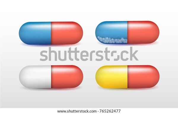 Vector Realistic Shiny Colorful Capsules Shadow Stock Vector (Royalty ...