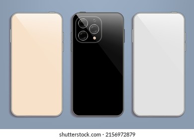 Vector Realistic Smartphone Layout Front Back Stock Vector (Royalty ...
