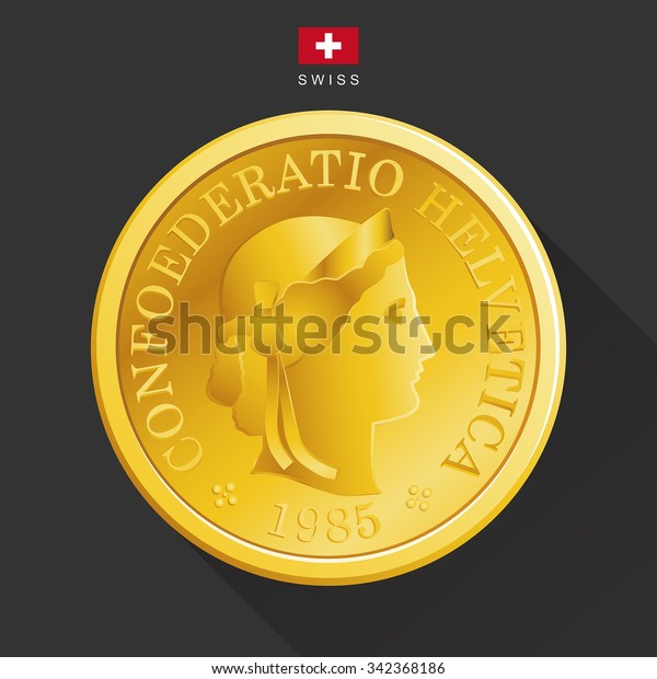 vector realistic Swiss Rappen coin / Swiss franc, money / five cents ...