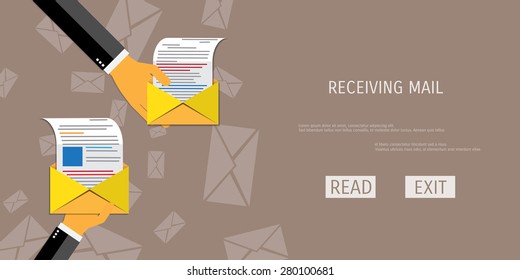 Vector Receive Mail Web Flat Background Stock Vector (Royalty Free ...