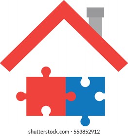 Vector Red Blue Puzzle Pieces Symbol Stock Vector (Royalty Free ...