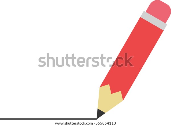 Vector Red Color Pencil Drawing Line Stock Vector (Royalty Free ...