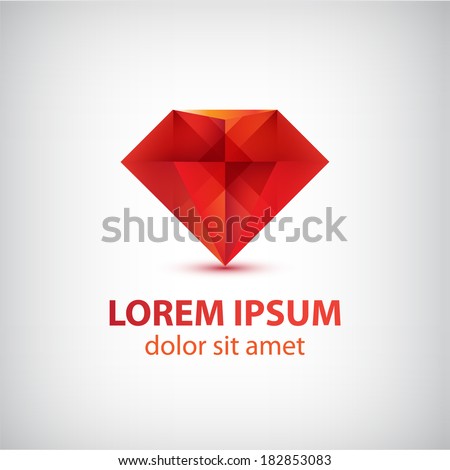 Vector Red Diamond Icon Logo Isolated Stock Vector (Royalty Free ...
