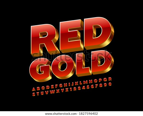 Vector Red Gold Alphabet 3d Decorative Stock Vector (Royalty Free ...