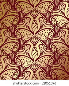 Vector Red Gold Decorative Seamless Floral Stock Vector (Royalty Free ...