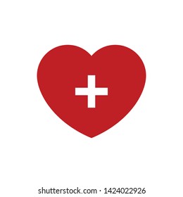 Vector Red Heart White Cross Isolated Stock Vector (Royalty Free ...