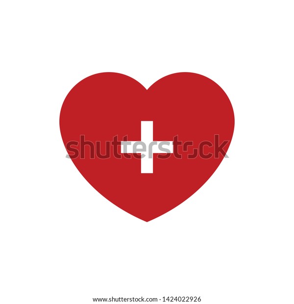 Vector Red Heart White Cross Isolated Stock Vector (Royalty Free ...