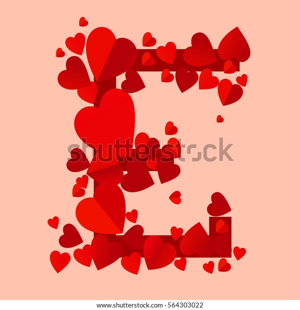 Vector Red Hearts Alphabet Letter E Stock Vector (Royalty Free) 564303022