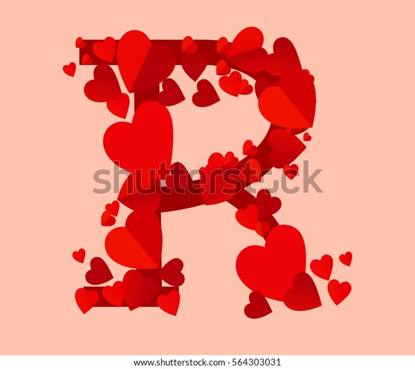 Vector Red Hearts Alphabet Letter R Stock Vector (Royalty Free ...