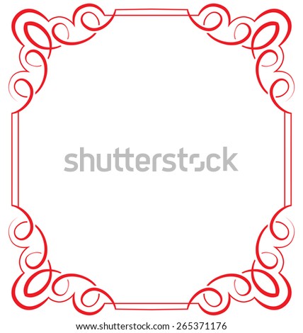 Vector Red Ornate Frame On White Stock Vector (Royalty Free) 265371176 ...