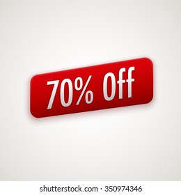 Vector Red Sticker Badge 70 Off Stock Vector (Royalty Free) 350974346 ...