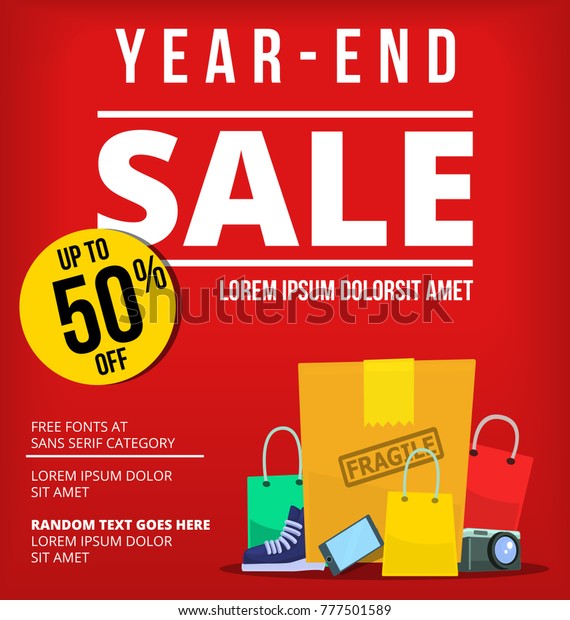 Vector Red Year End Sale Banner Stock Vector (Royalty Free) 777501589 ...
