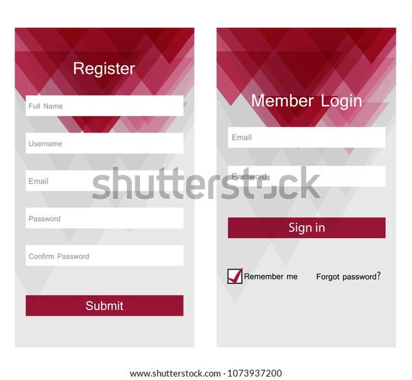 Vector Registration Login Form Design Template Stock Vector (Royalty ...