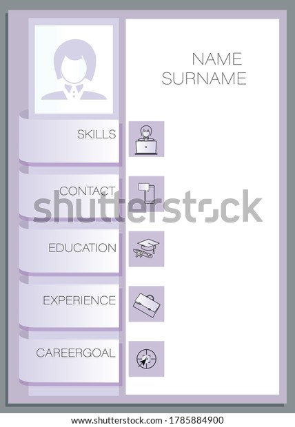 Vector Resume Female Template Design Creative Stock Vector (Royalty ...