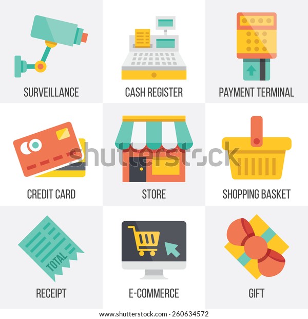 Vector Retail Ecommerce Icons Set Flat Stock Vector (Royalty Free ...