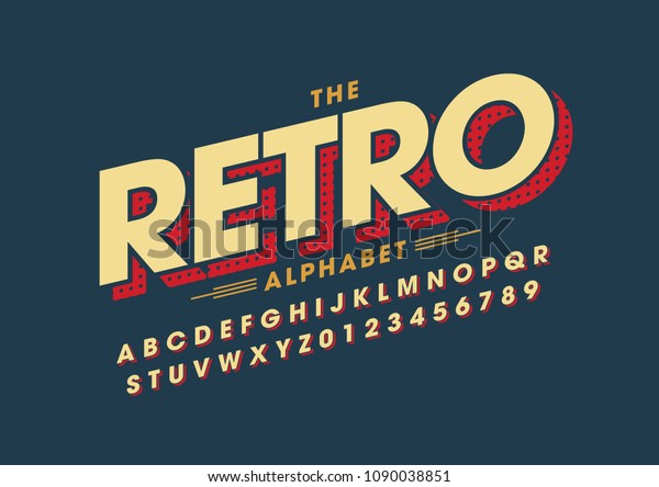 Vector Retro Bold Font Alphabet Stock Vector (Royalty Free) 1090038851