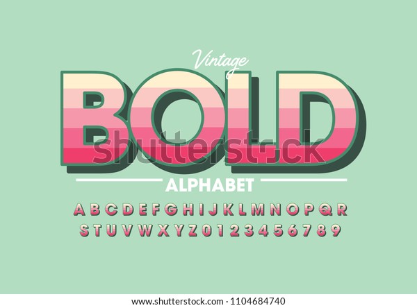 Vector Retro Bold Font Alphabet Stock Vector (Royalty Free) 1104684740