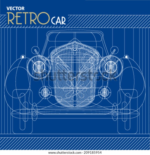 Vector Retro Car Blueprint Background Illustration Stock Vector ...