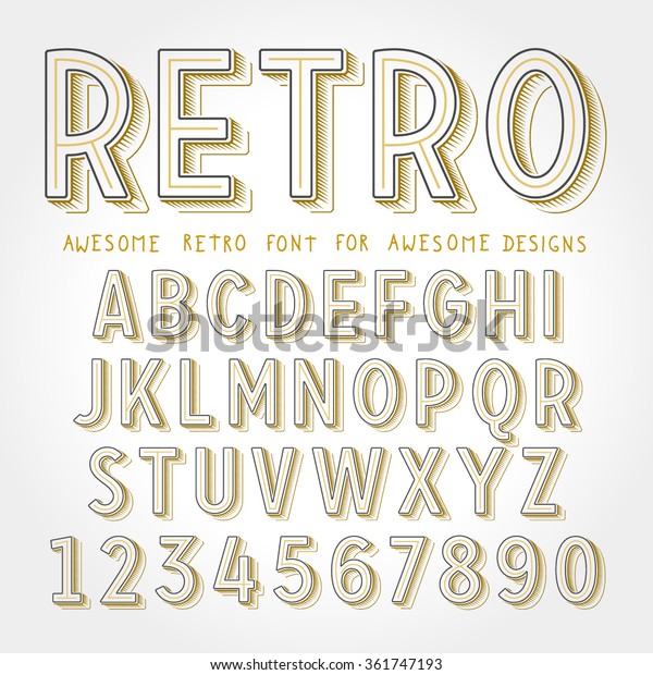 Vector Retro Font Shadow Vintage Alphabet Stock Vector (Royalty Free ...